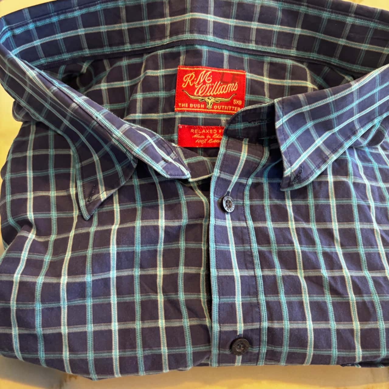 Mens RM Williams Shirt Sleeve Button Front 5XB Large Cotton Relax Fit ...