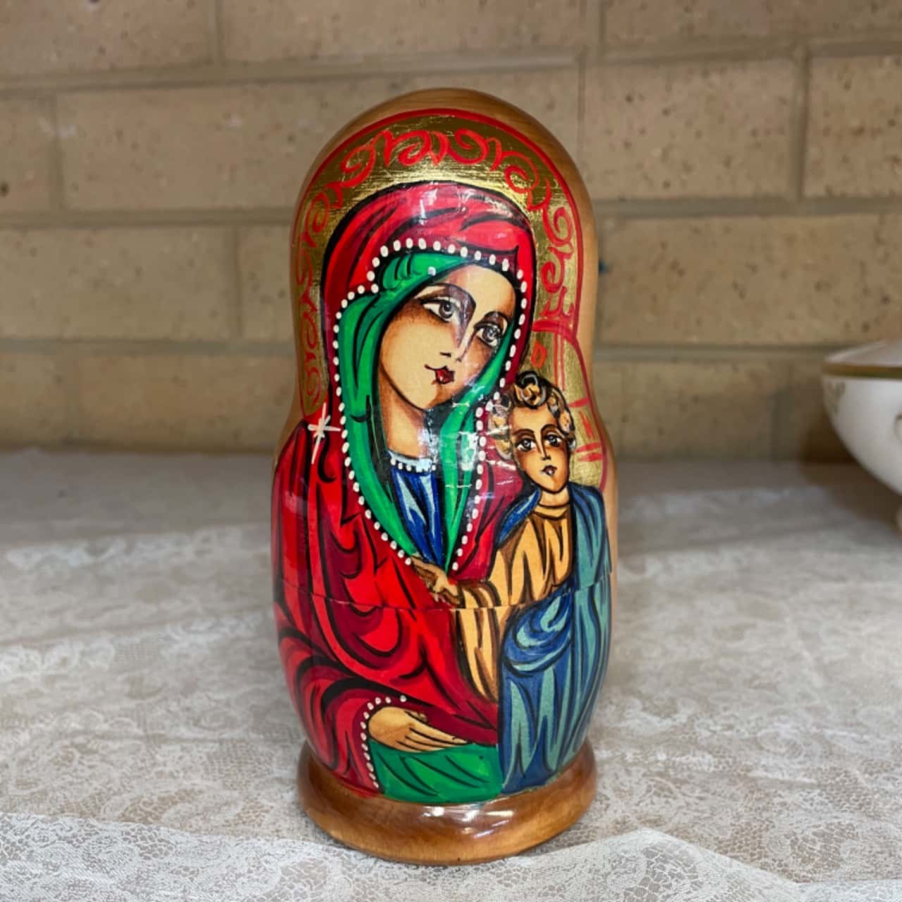Babushka Wooden Dolls Virgin Mary Jesus Christ Russian Nesting Dolls(s ...