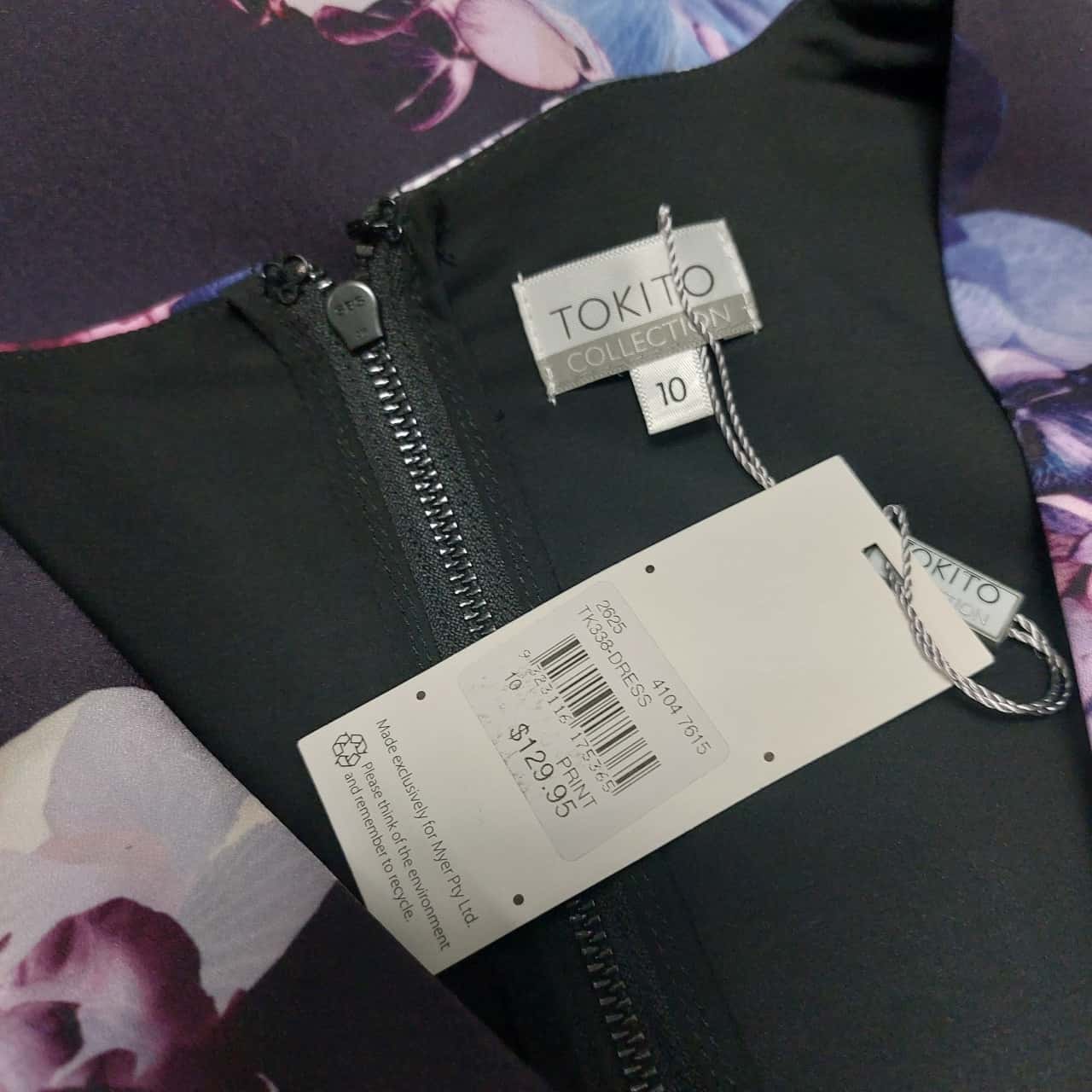 BNWT Tokito Dress s 10 black floral
