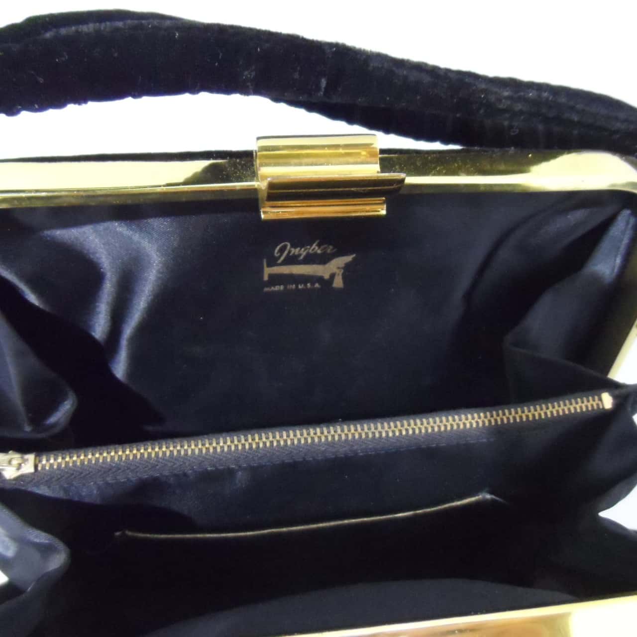 Vintage INGber Hand bag Womens velvet Black (s)