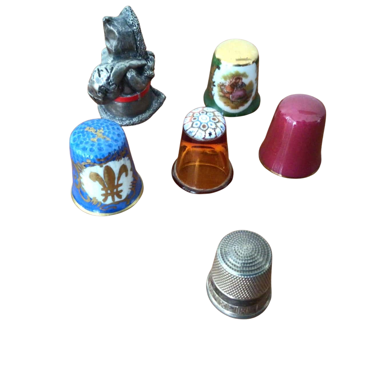 6 Vintage Collectable Thimbles Various Types Smalls(s)
