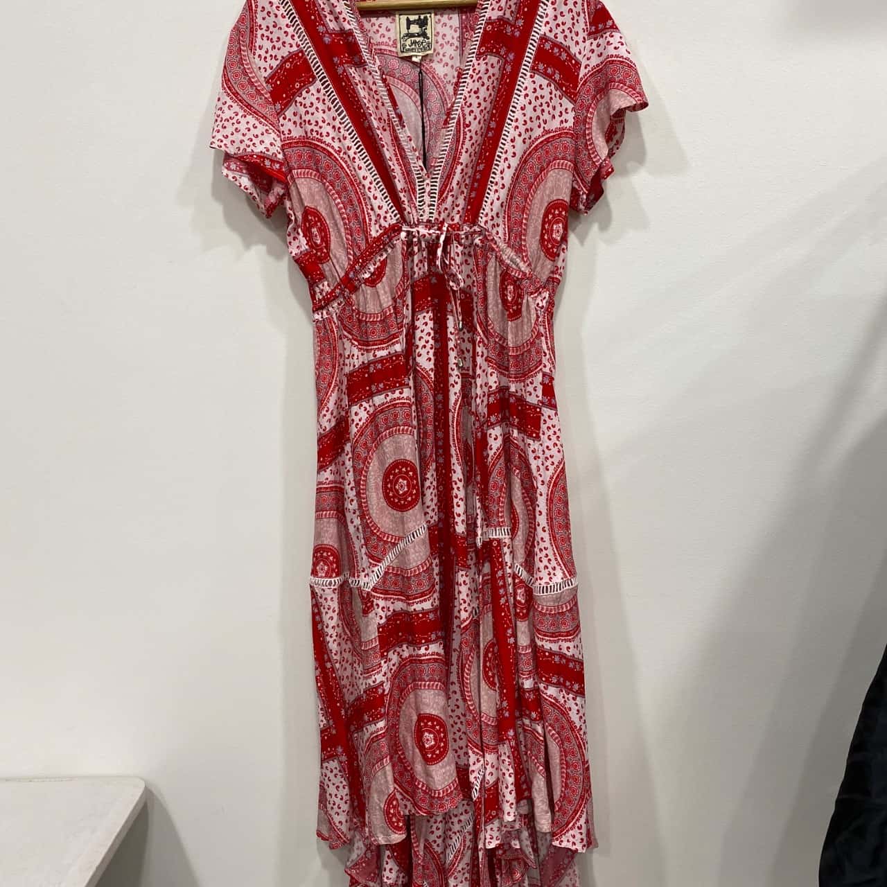 Jaase Womens Size L Maxi Dress Pattern / Red / White (s)