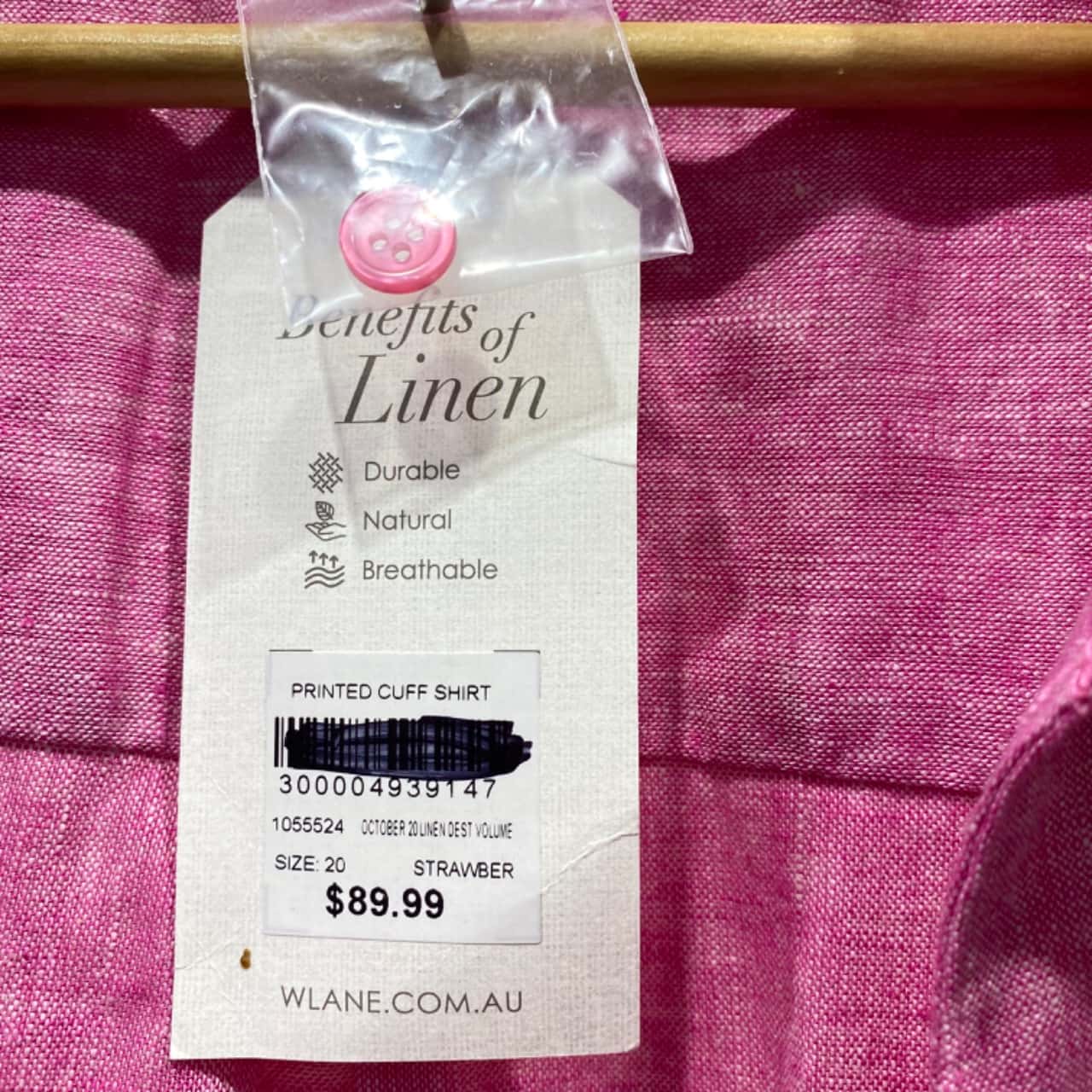 Womens W. Lane Size 20 Shirt Linen Strawberry Pink (s)