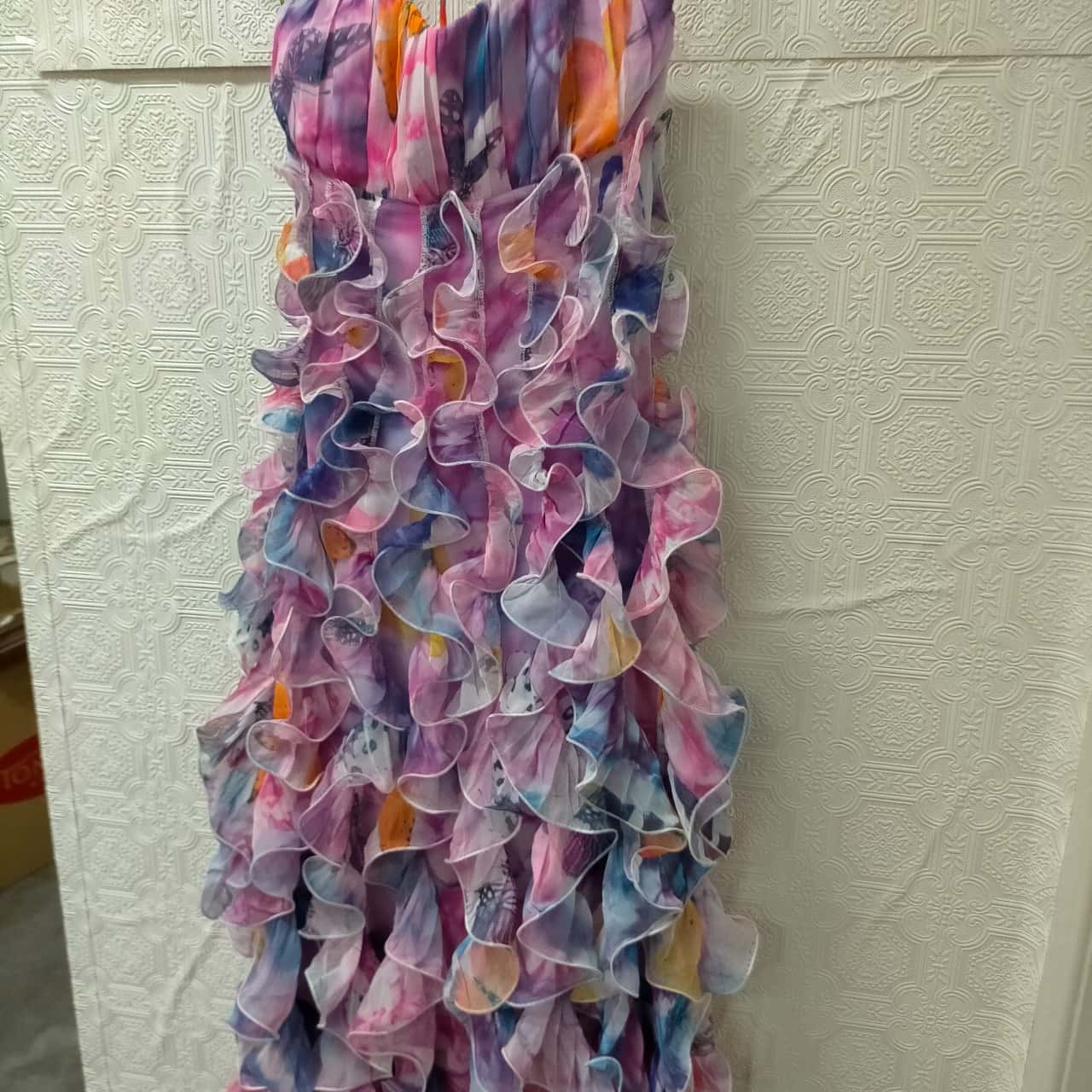 NWT GABRIELLE GABI Ruffle Dress Size S RRP $450(s)