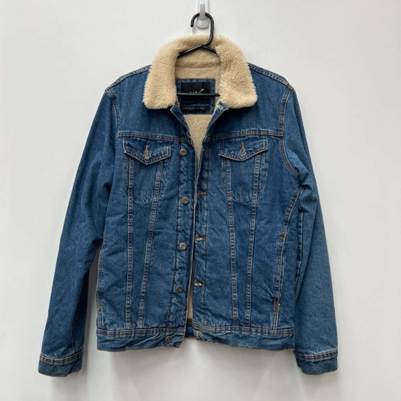 Zara Size M Borg Lined Denim Jacket (s)