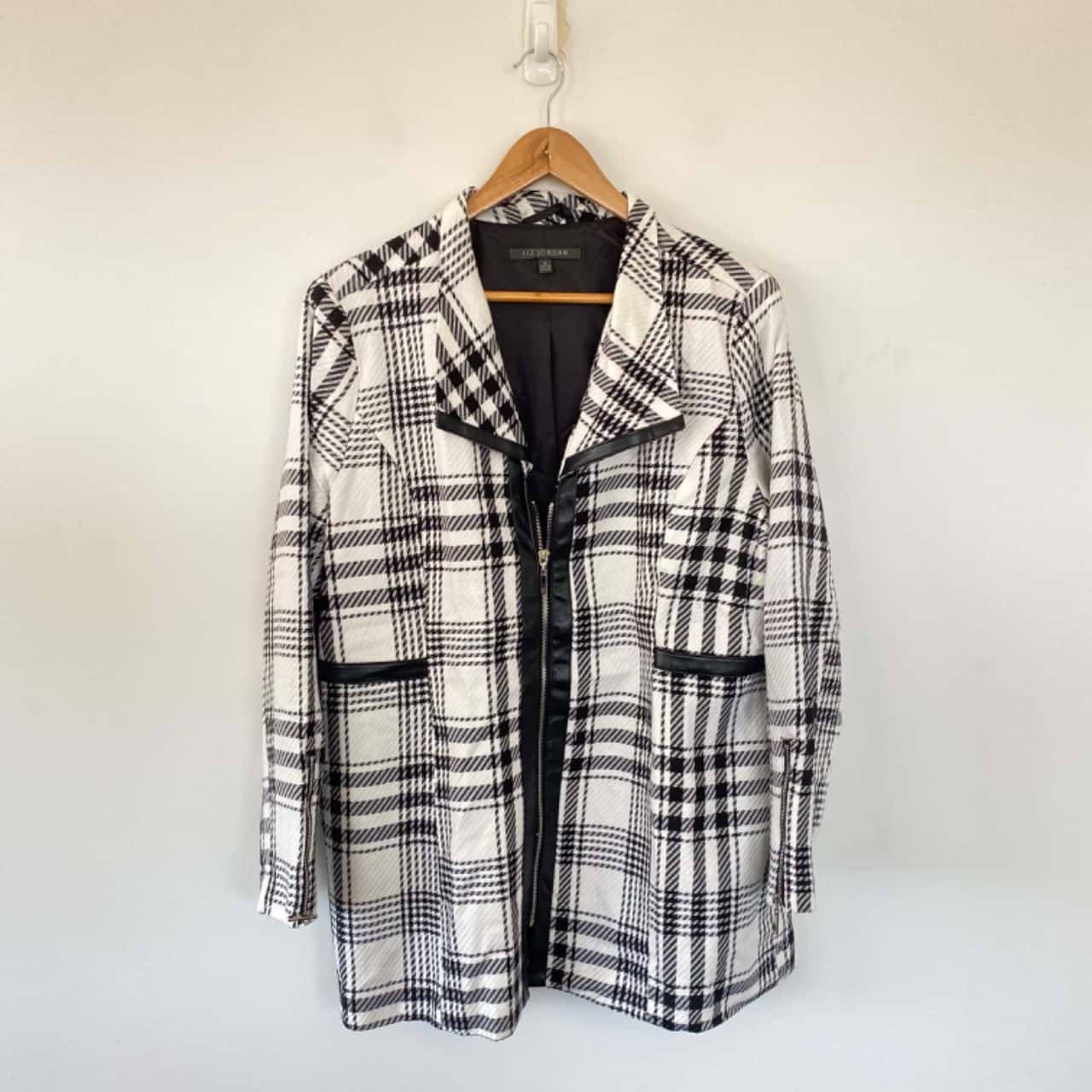 Liz Jordan Black White Checked Blazer Size 16 / XXL