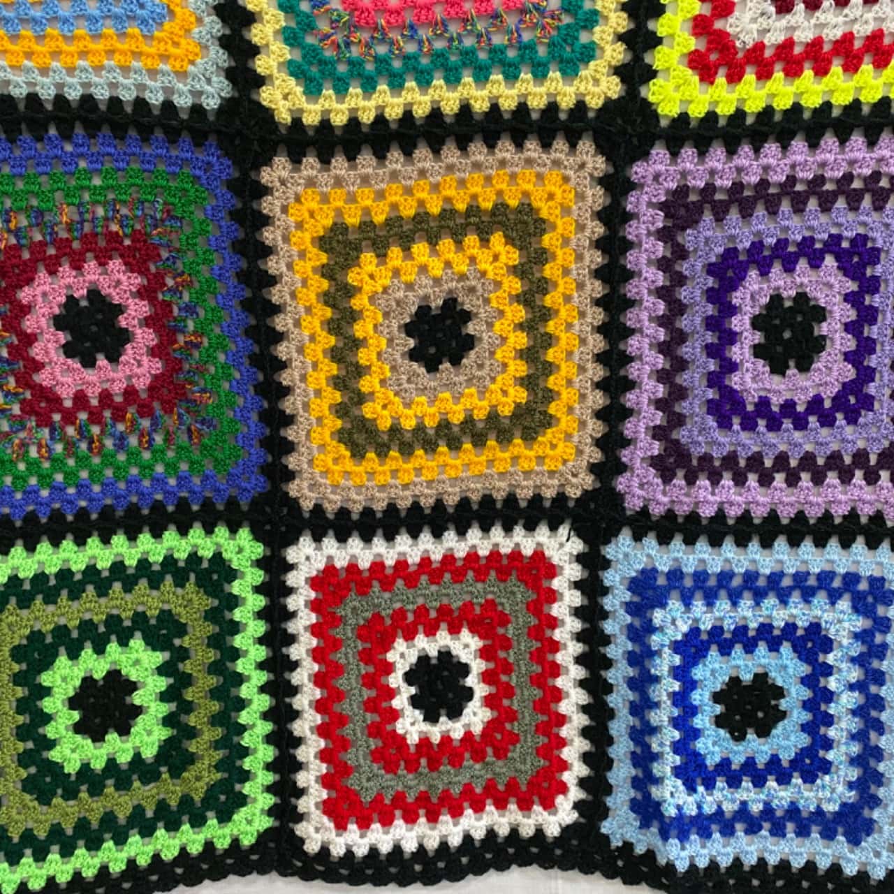 Handmade Square Crochet Blanket/Throw Multicoloured 122cm by 122cm(s)