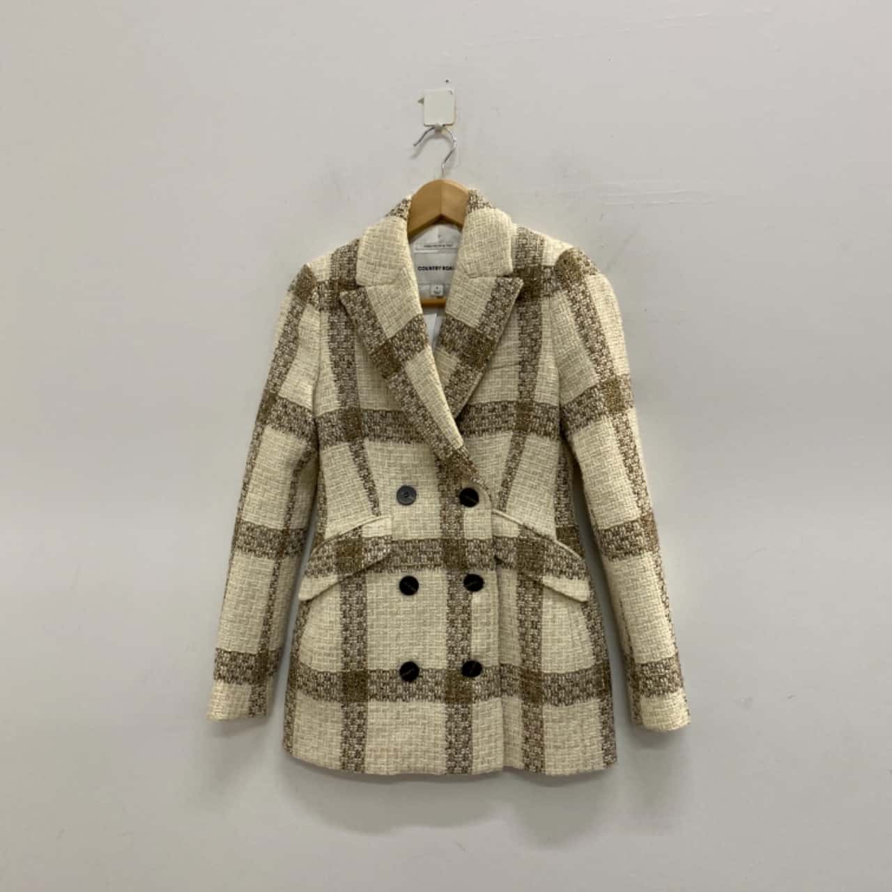 Country Road Womens Size 4 Blazers Checked / Cream (s)