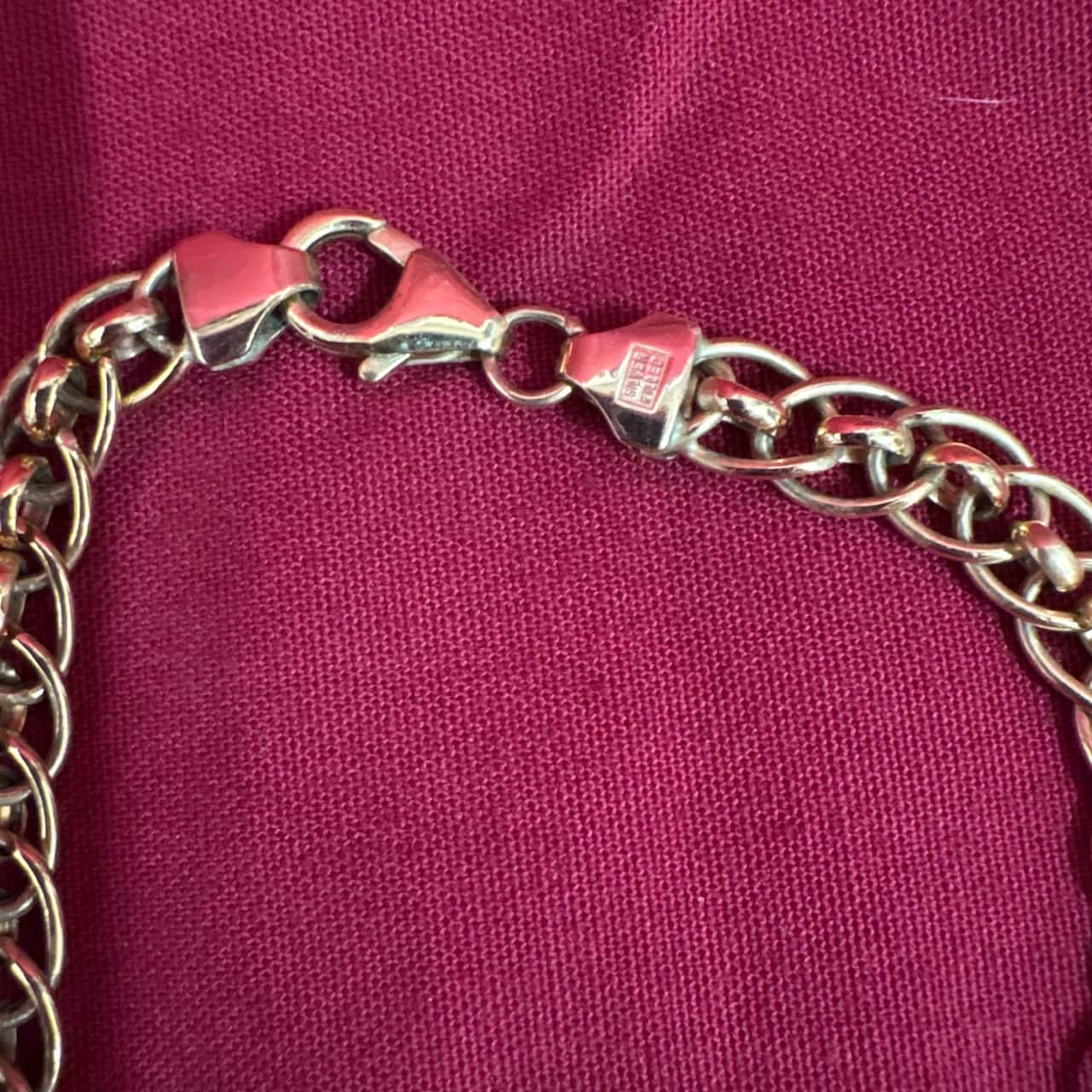Women's 375 Italy Silver Filled Double Link Chain Bracelet