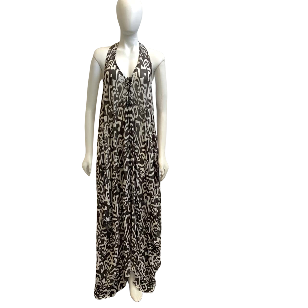 Elila Womens Size S 100 Silk Maxi Dress Black White S