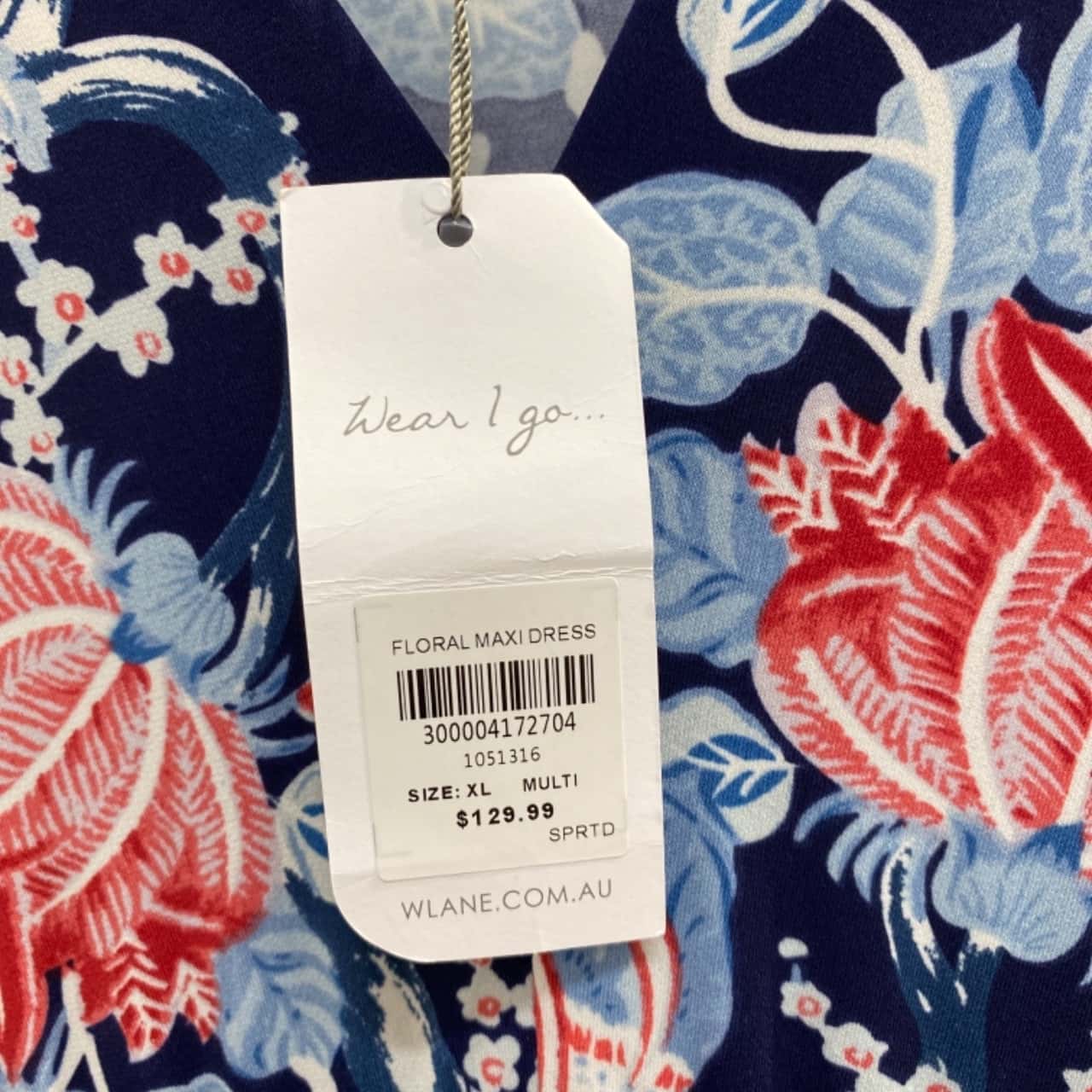 W.Lane Womens Size XL Maxi Dress / Sleeveless Dress Blue / Floral (s)