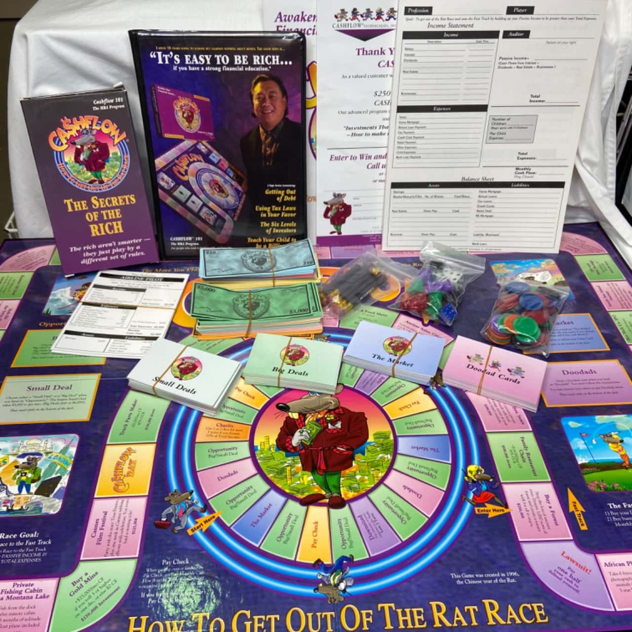 Cashflow Board Game With VHS Tape + Cassette Tapes Full Set(s)