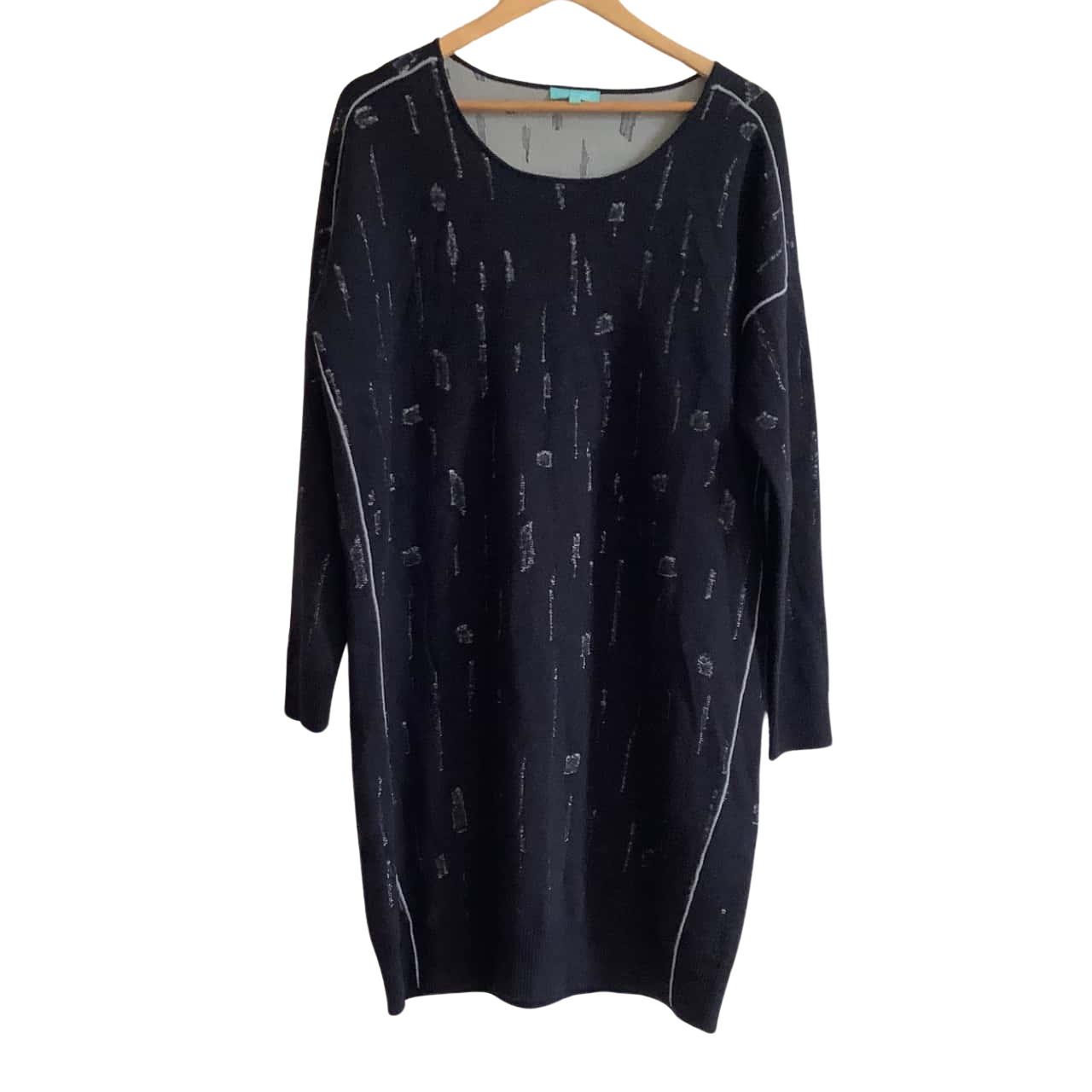 Blue Illusion Wool Blend Dress. Size L (s)