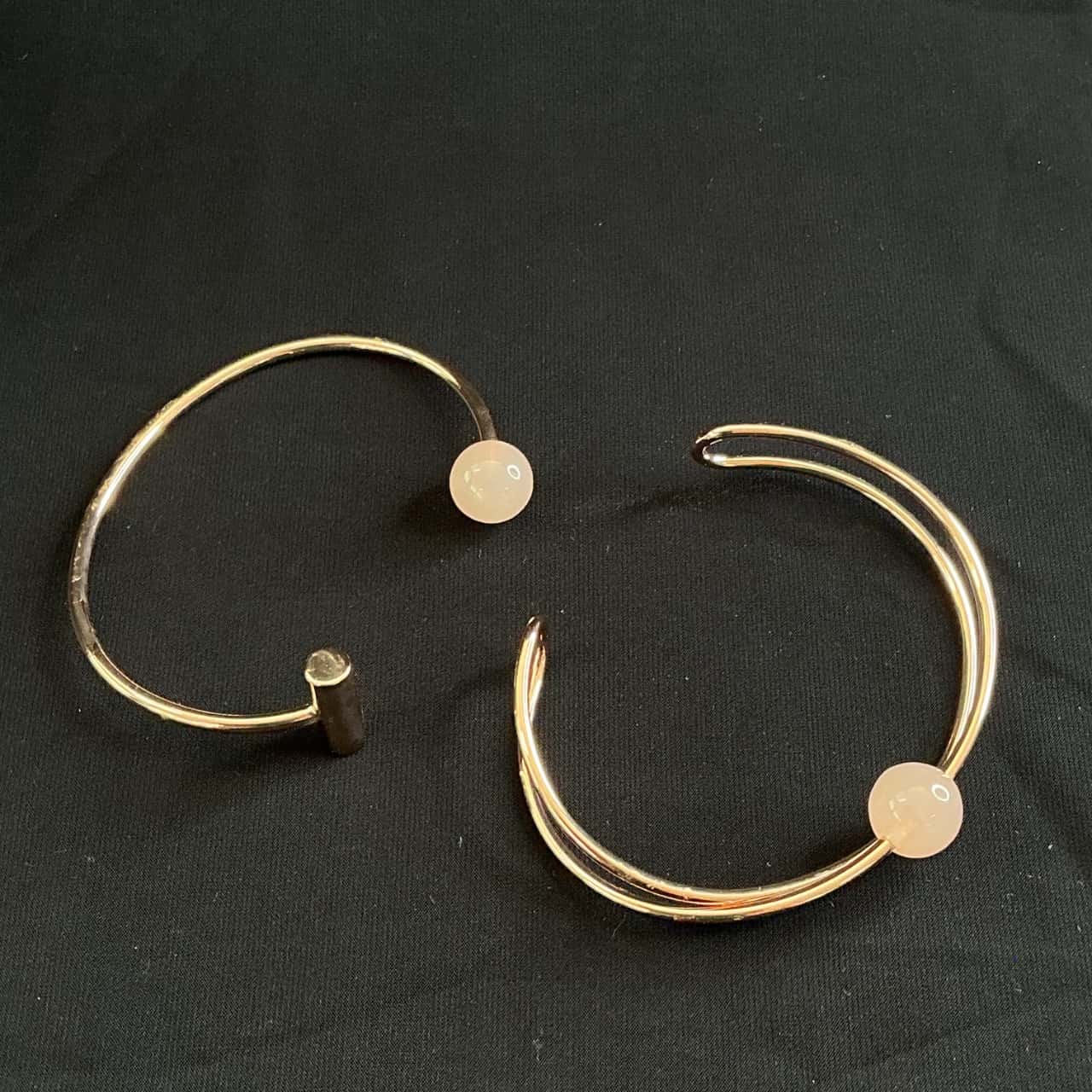 Trent Nathan Womens Bangle collection (2) Pink stone bead / Rose Gold- tone