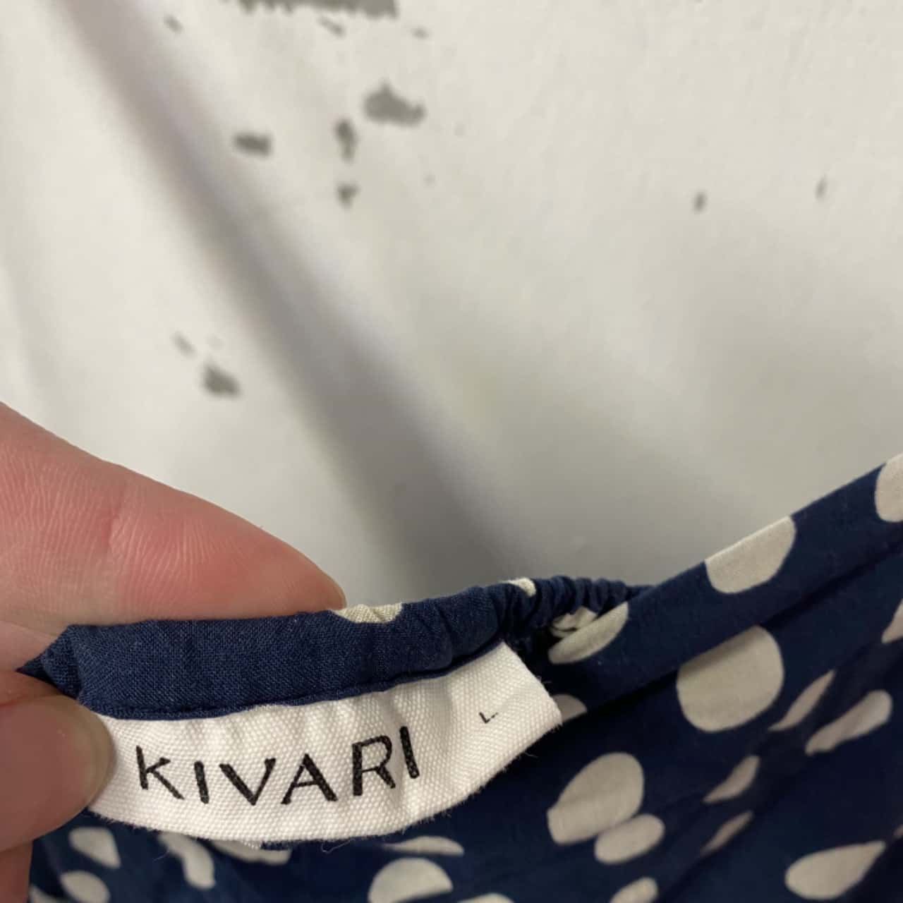 Kivari Womens Size L Maxi Dress Navy Blue / Polka Dot (s)