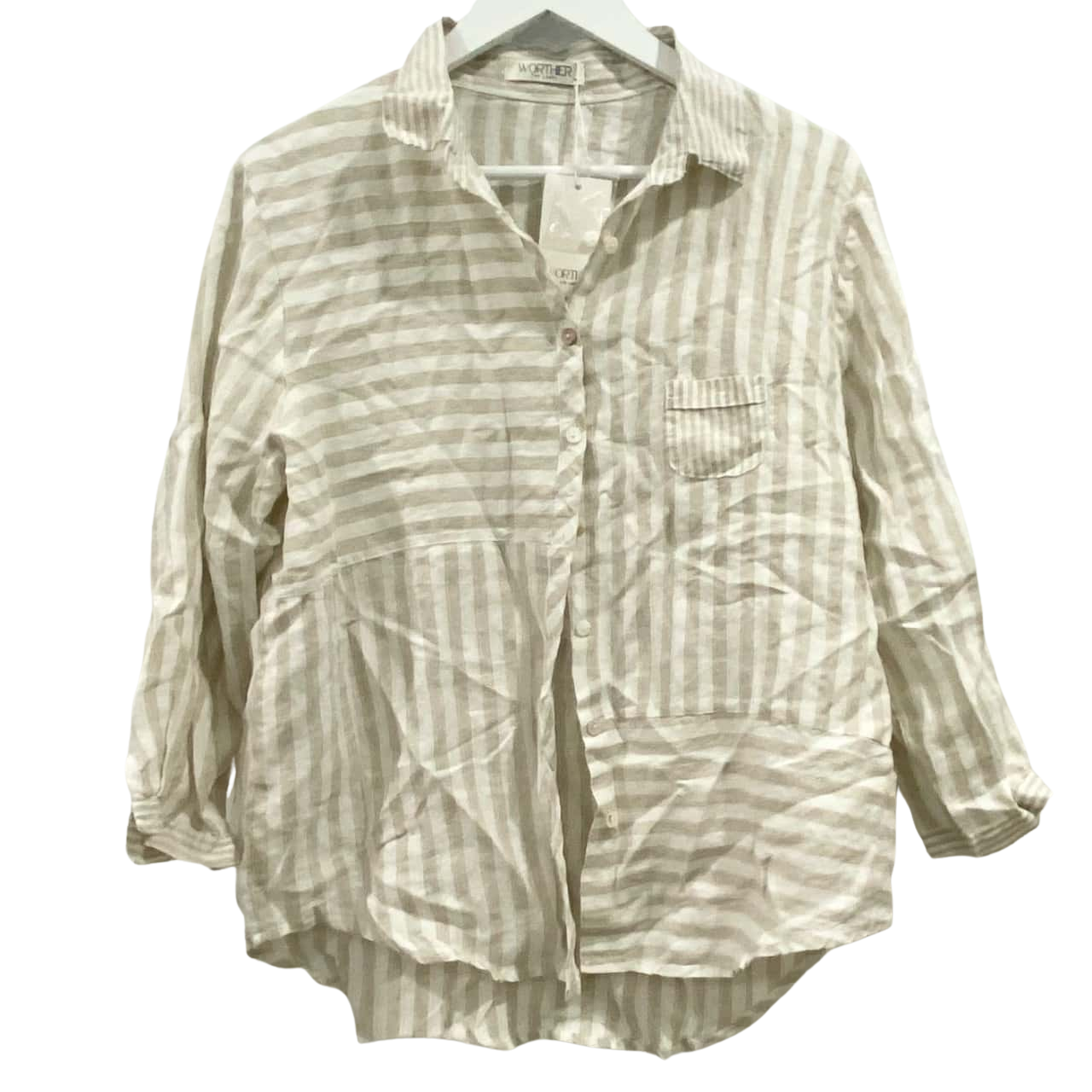 Worthier The Label Conner Linen Beige Shirt Size M/L(s)