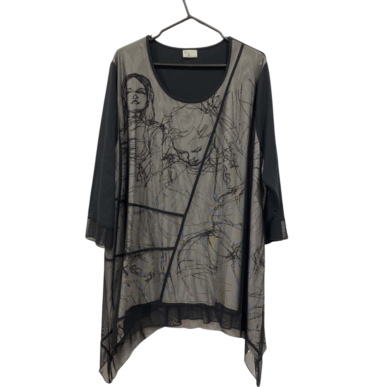 Taking Shape Womens Size XL 3/4 Sleeve Black / White (s)