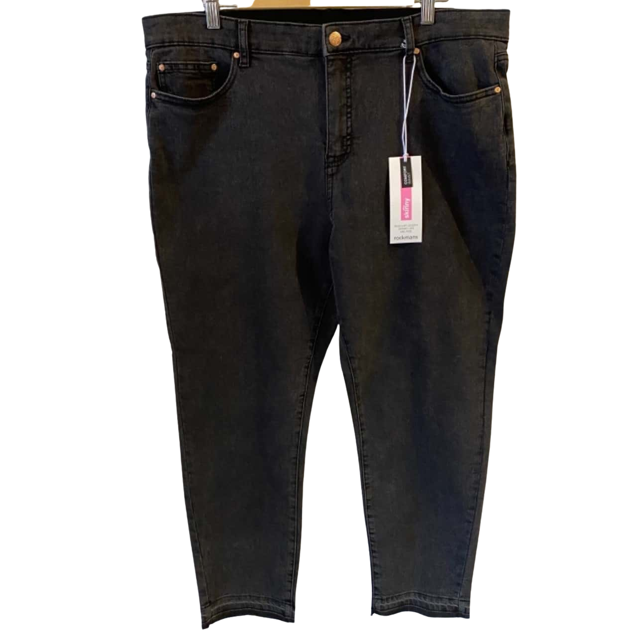 Rockmans Womens Size 18 Skinny Raw Edge Jeans Black (s)