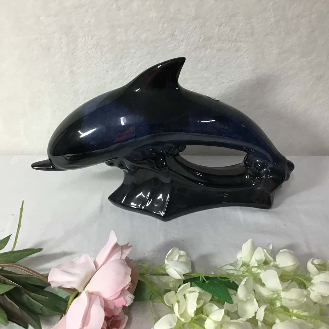 Blue Mountain Pottery Dark Blue Glazed Pottery Dolphin Ornament(s)