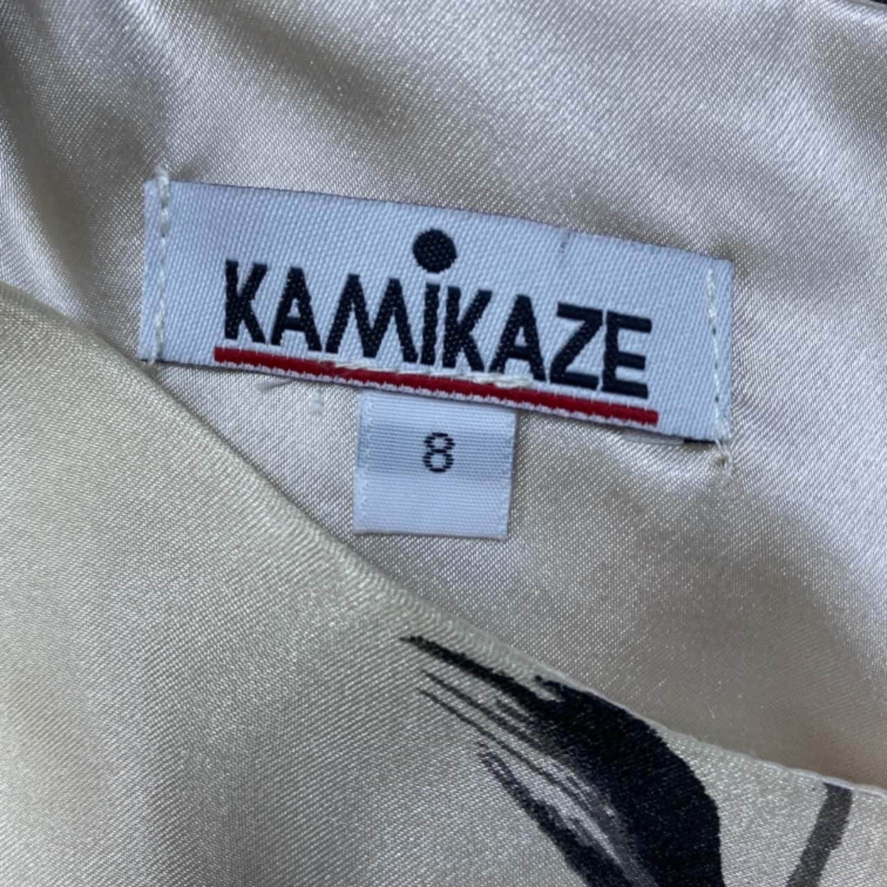 KAMIKAZE Womens Size 8 Midi Dress Black / Pattern / Red