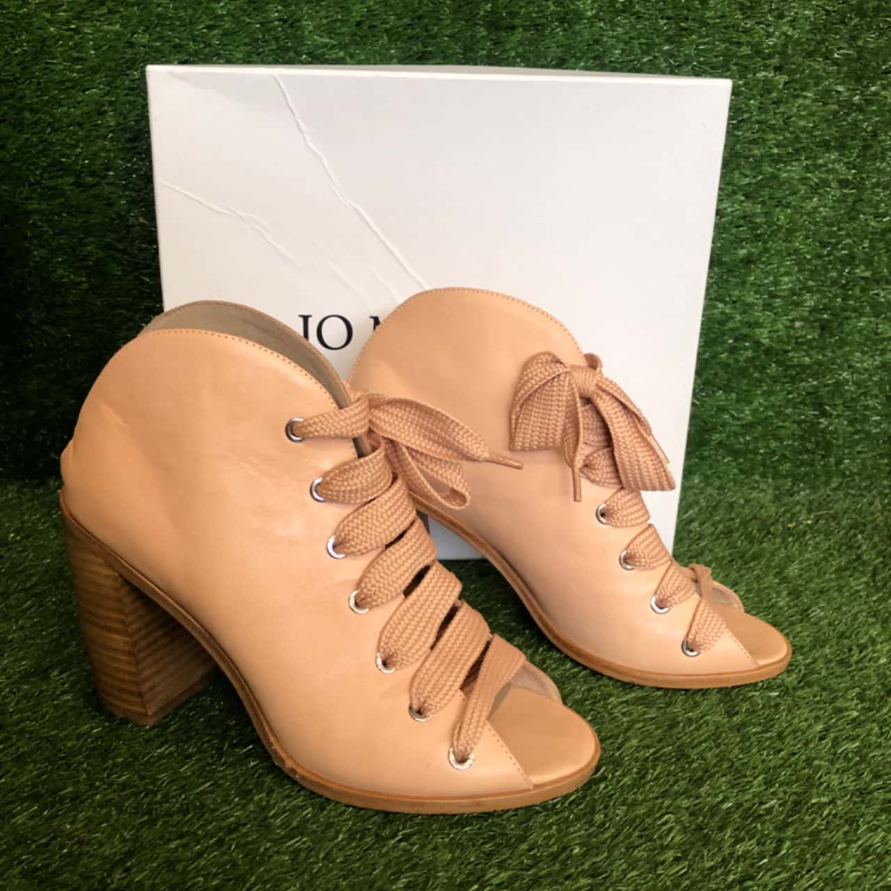 Jo Mercer “Uris” Soft Pink Leather Ankle Heels Size 39