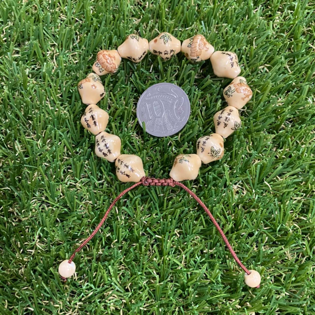 Womens Chinese Beaded Bracelet on Adjustable Length Cord