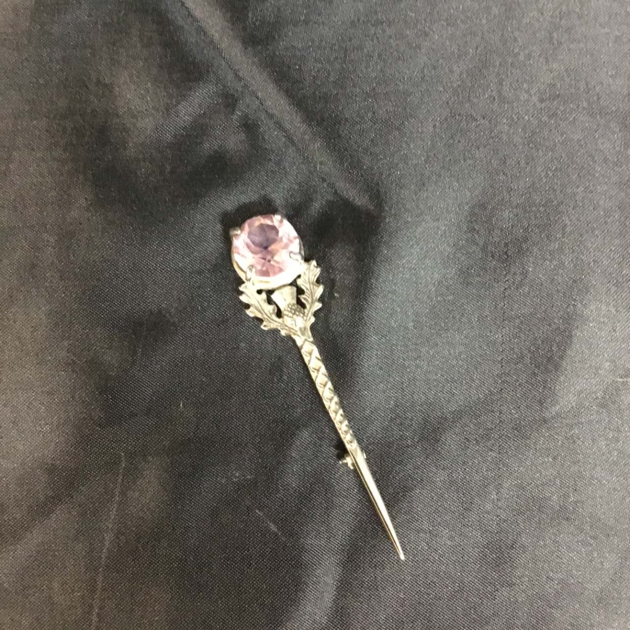 Scottish Thistle with Light Amethyst/Pewter Kilt Pin(s)