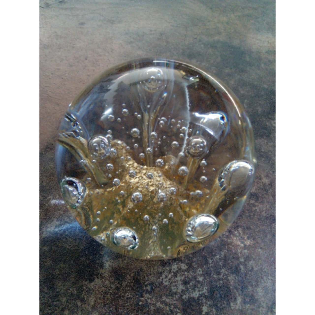 Beautiful Golden Glass Paperweight