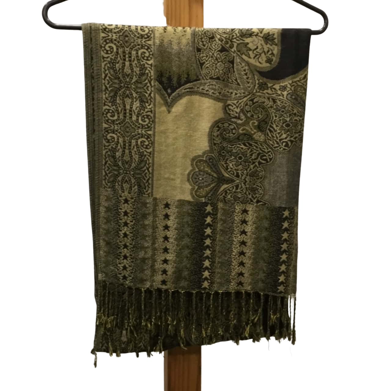 Pashmina Brown & Black Patterned Scarf One Size(s)