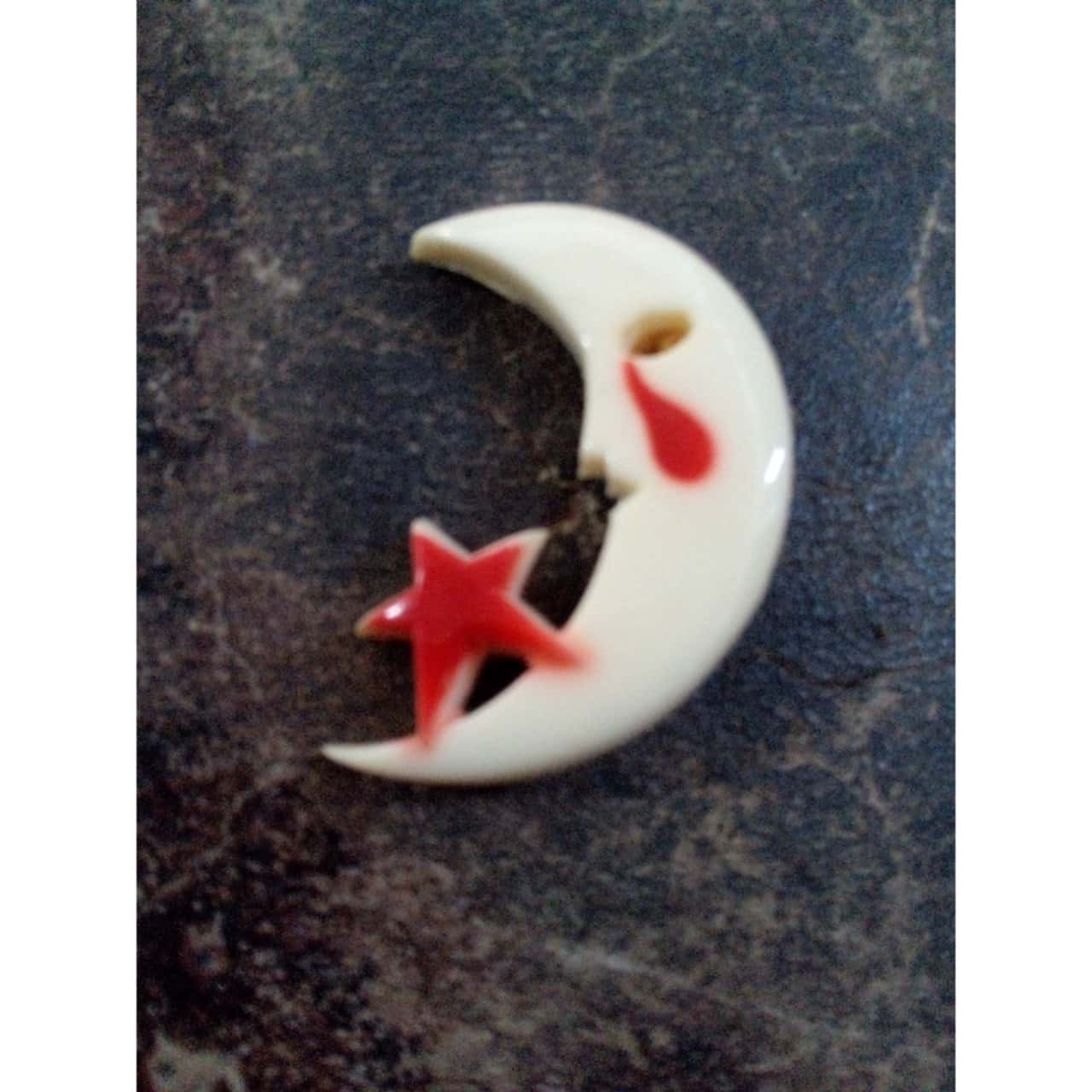 Retro Crying Moon w/Star Brooch