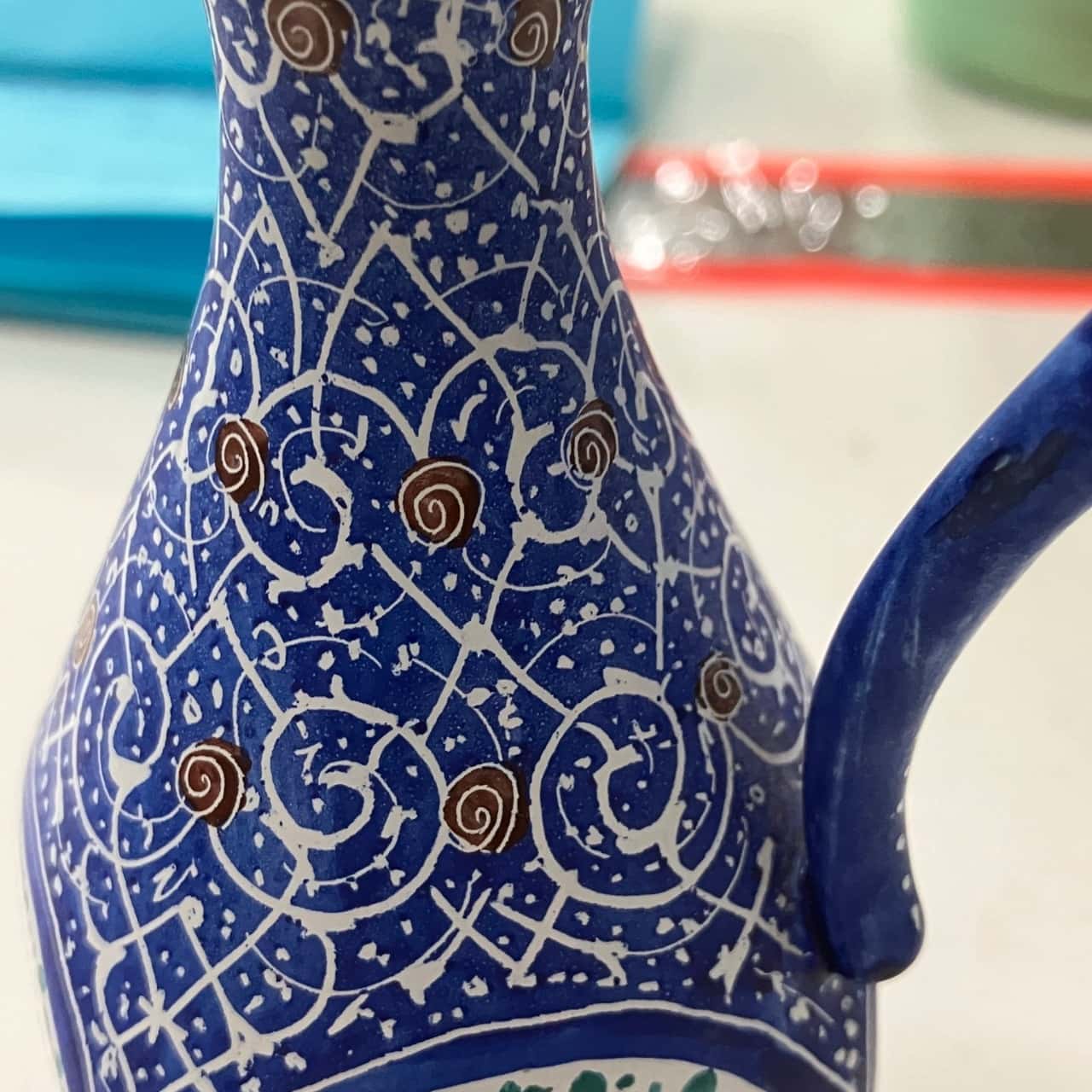 Metal with enamel Persian Jug