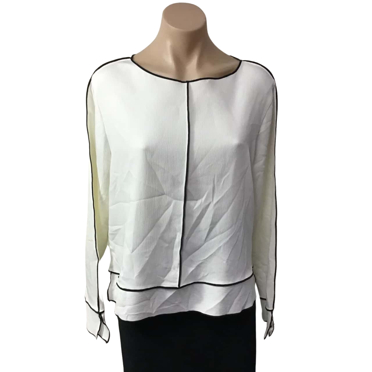 Zara Basic Collection Womens Size L Off White with Black Trim Long ...