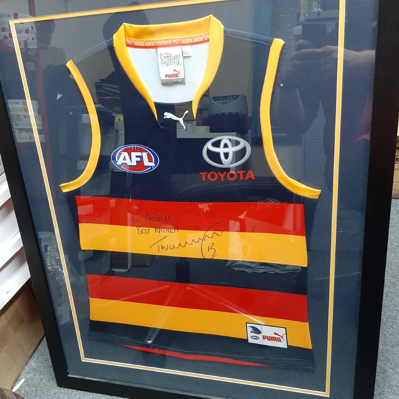 Framed Signed Crows AFL Guernsey Signed by Taylor Walker No.13 (s)