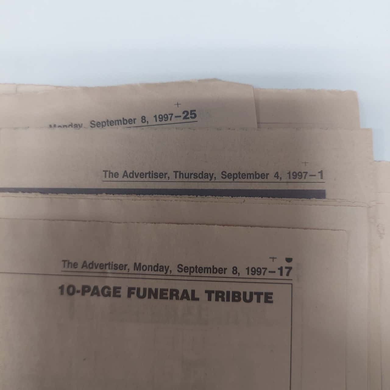 Vintage Princess Diana Funeral Tribute Newspaper Articles 1997