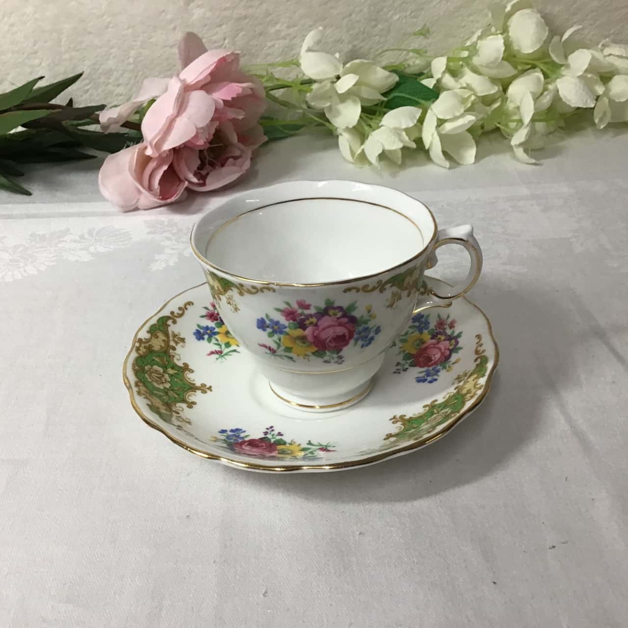 Vintage Colclough Multicoloured Floral Bone China Cup and Saucer