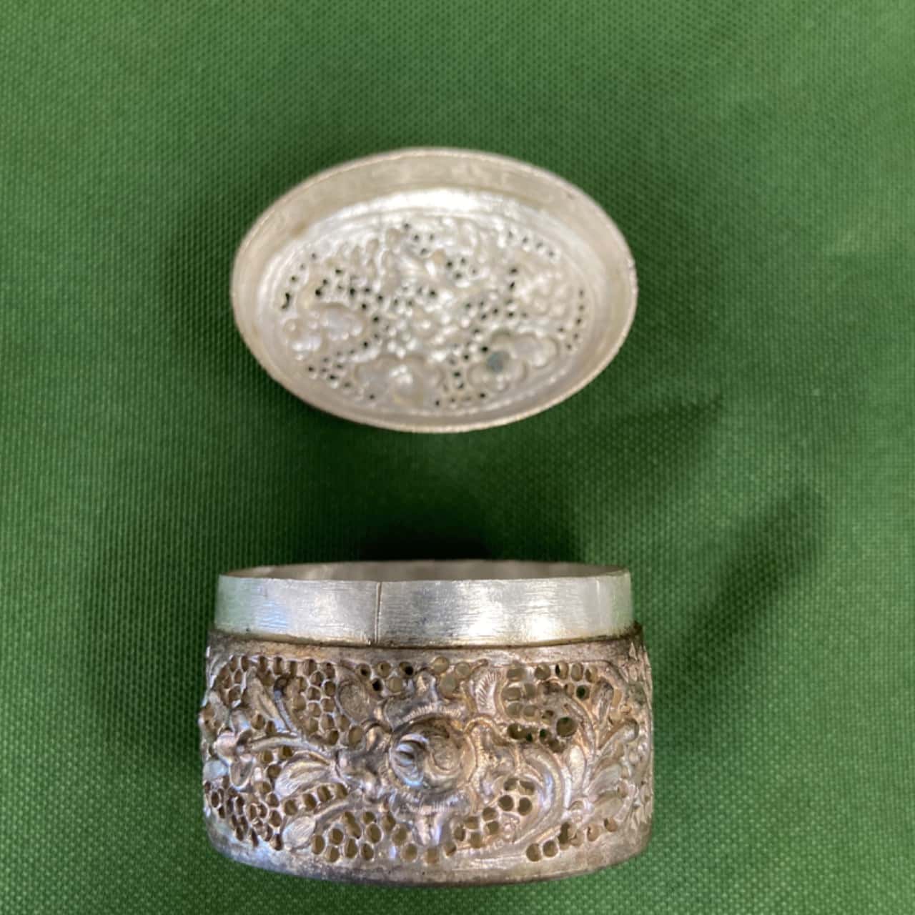 Thai Silver Trinket Box in Original Packing Box. Vintage.(s)