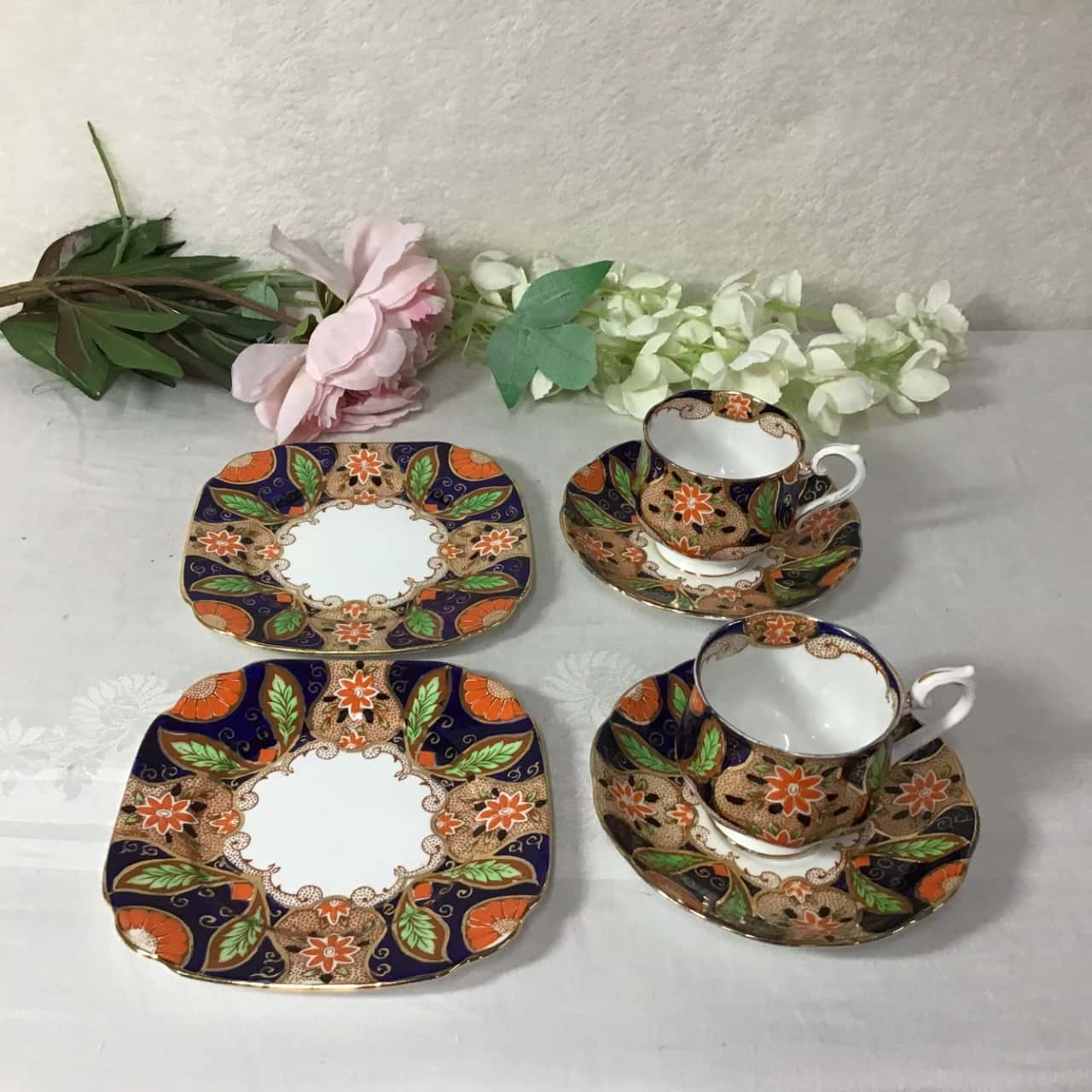 *REDUCED* Vintage Royal Albert White / Orange / Dark Blue Pattern Bone ...