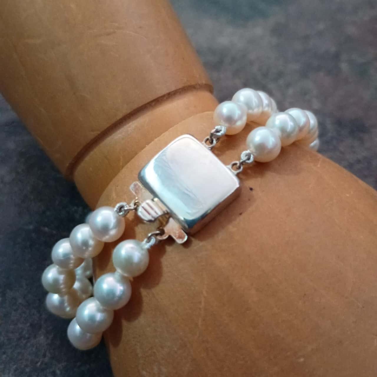 Freshwater Pearl Double Strand Bracelet Stamped '925 Rg'(C9)(s)