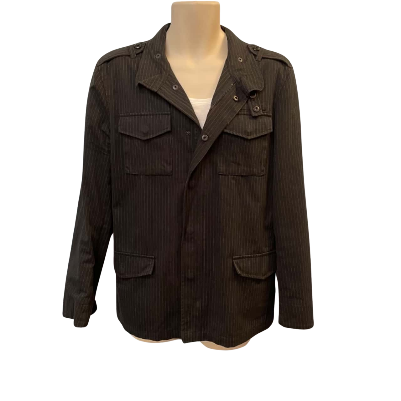 RDX Mens Size M Front Zipper Jacket Black/Pinstripe