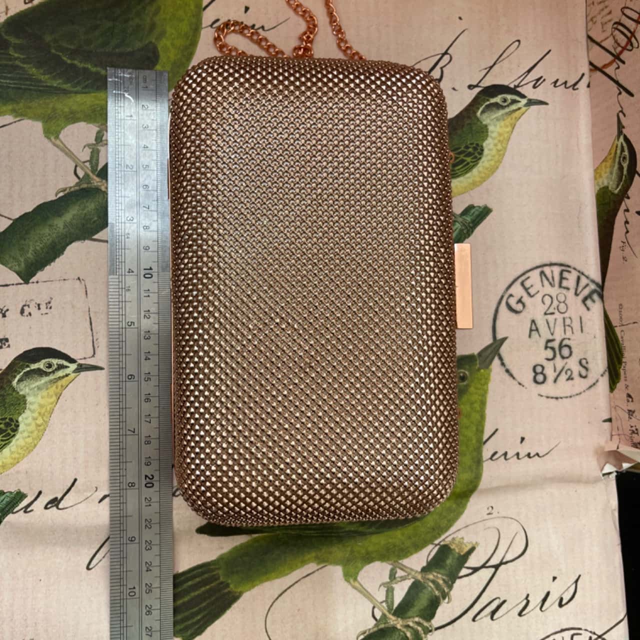 Womens Clutch Pink alga berg rose gold Metal Mesh bag box 12(s)
