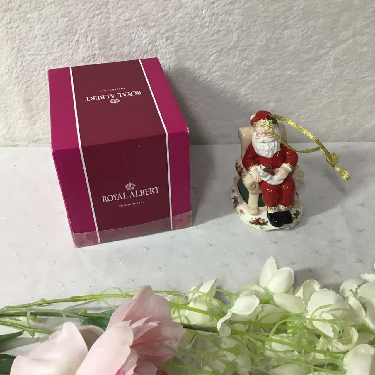 Royal Albert Hand Painted Musical “Santa with Cat" Porcelain Hanging ...