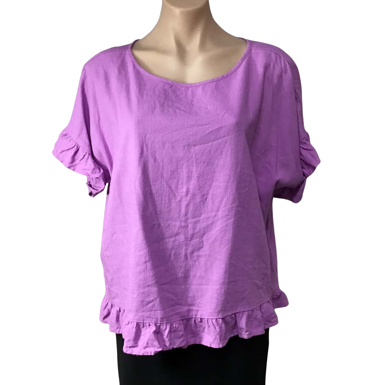 Suzannegrae Womens Size 12 Mauve Linen Blend Short Sleeve Top
