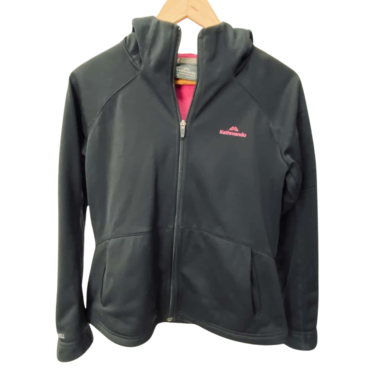Kathmandu Womens Size 10 softShell Series Hooded Jacket Black / Pink (s)