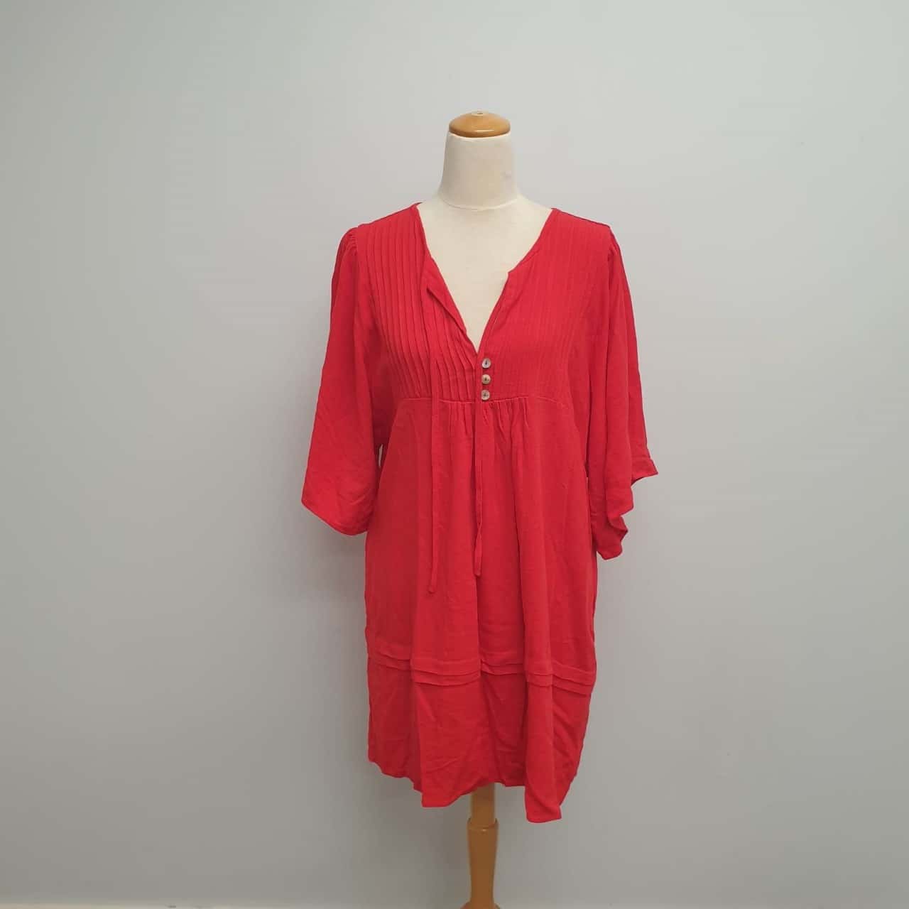 Salty Bright Kendall Christmas Red Super Cute Front Yoke Pleat Mini ...