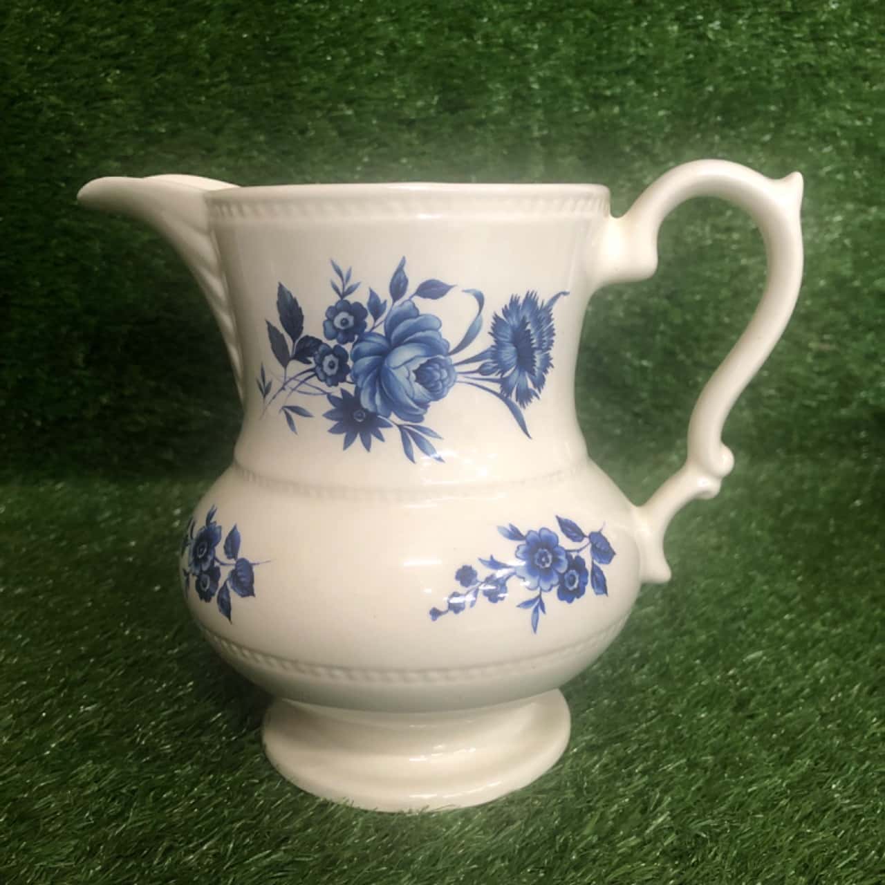 Vintage Lord Nelson Pottery Blue Floral Roses Water Pitcher(s)