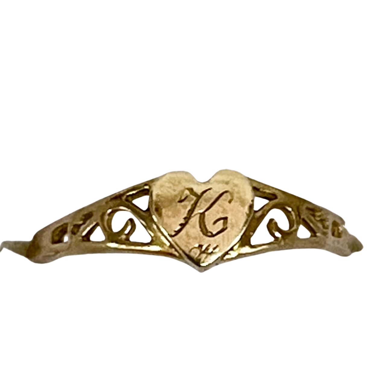 9ct Gold Heart Signature Ring with K Engraving (s)