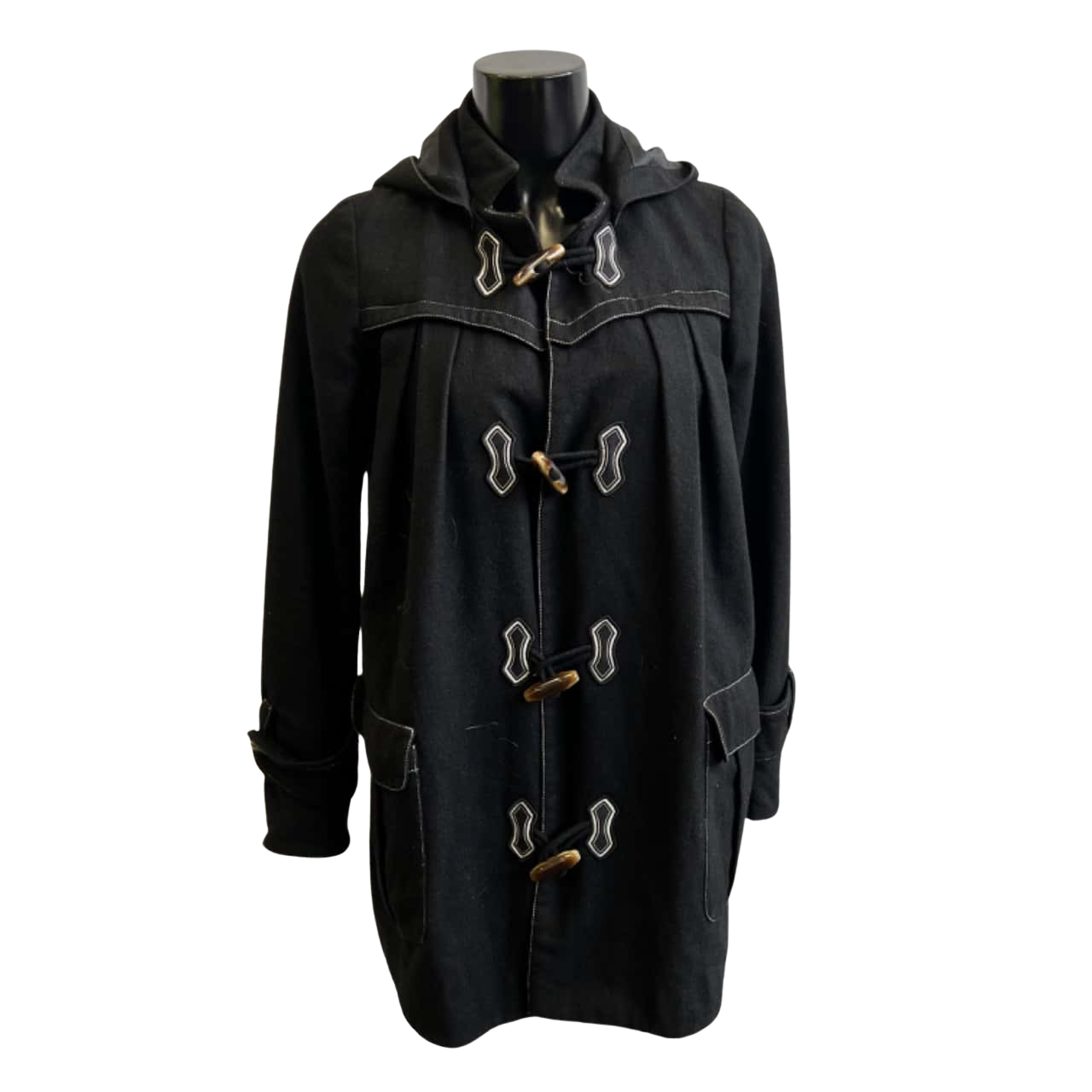 Sass & Bide Womens Size EU 36 Hooded Wool Trench Coat Black (s)