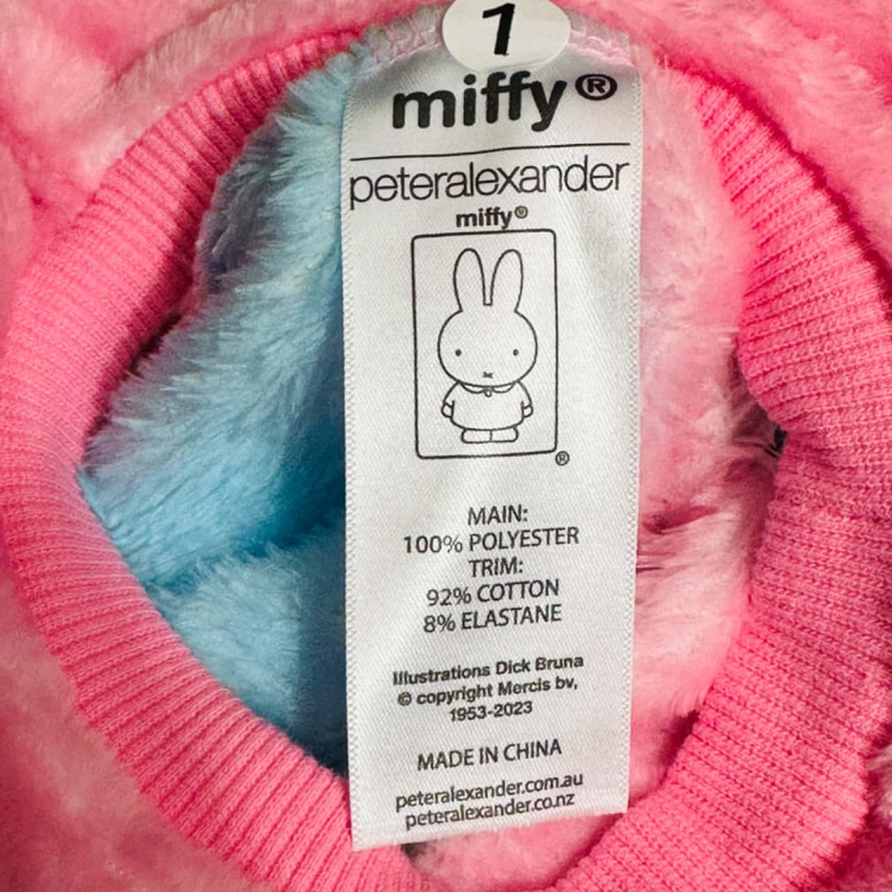 Peter Alexander MIFFY Size 00 Onesie Pink (s)