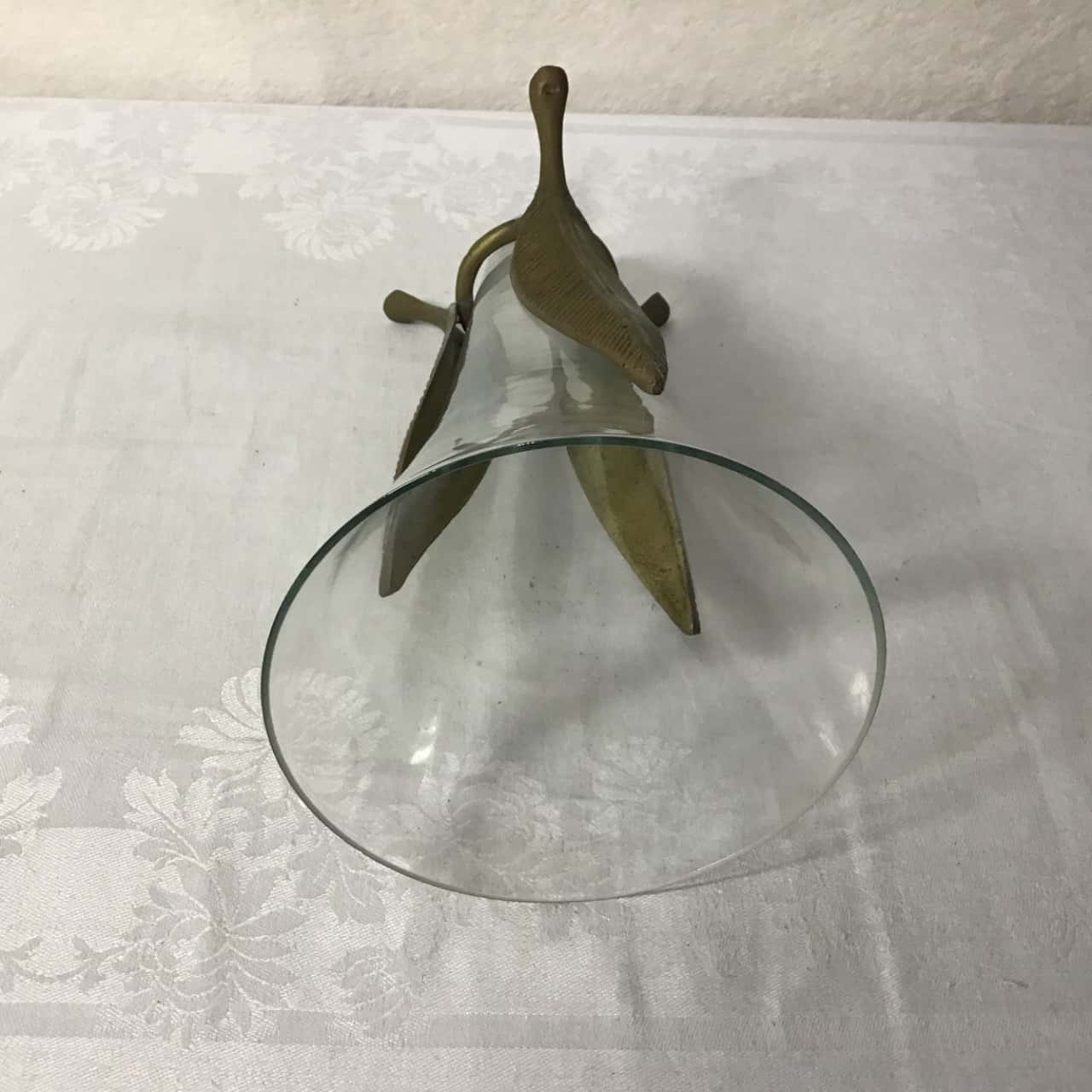 Tall Cone Shape Glass Vase with Metal Leaf Holder