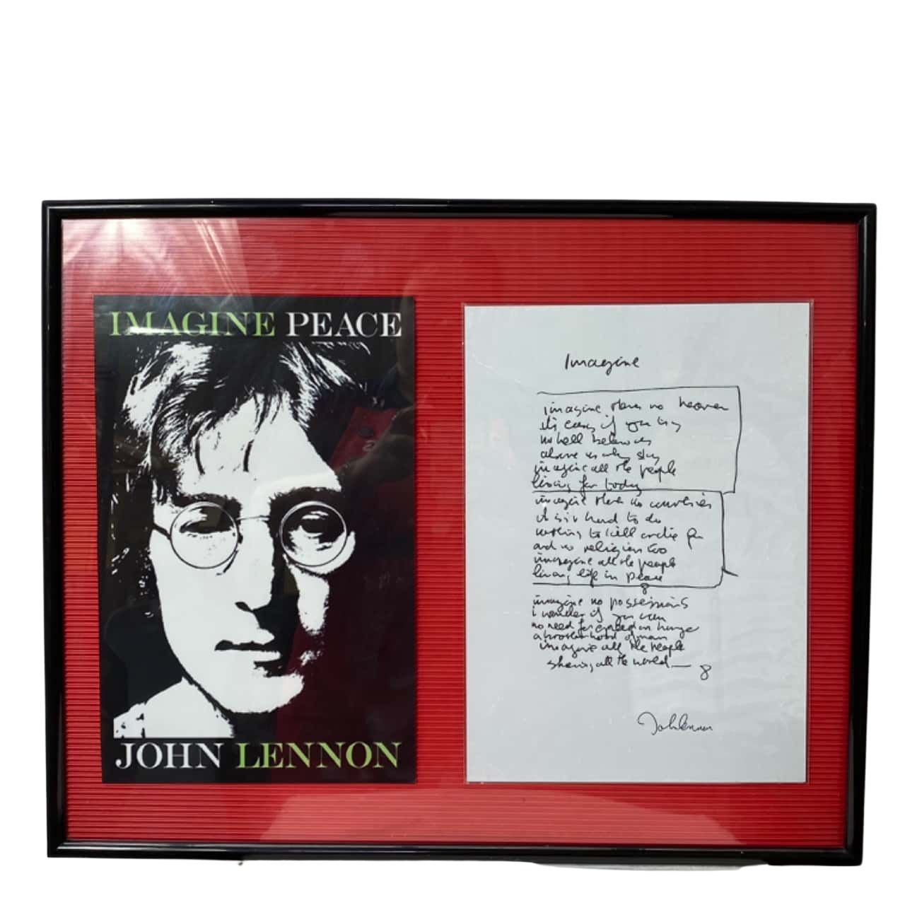 *LAST CHANCE SALE* Framed John Lennon ‘Imagine’ Facsimile Signed Lyrics ...